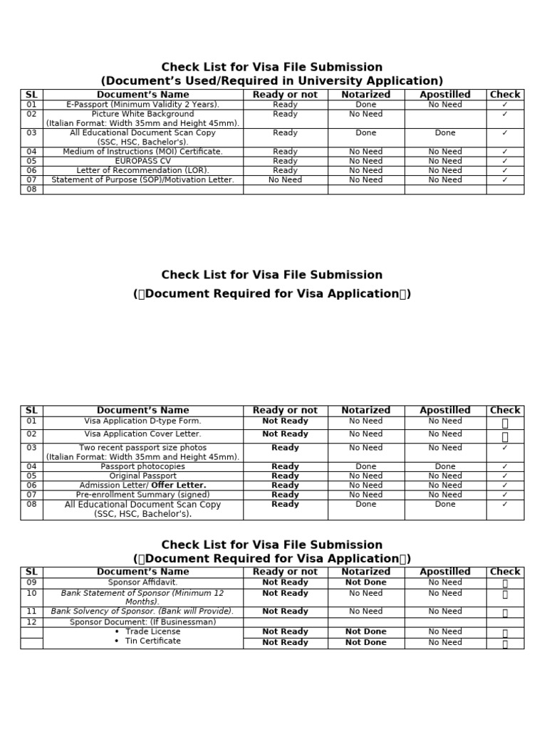 Student Visa Application Checklist | PDF | Travel Visa | Government And ...