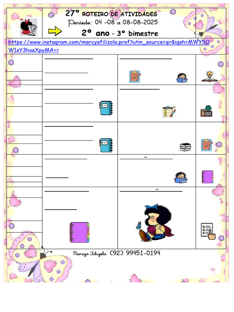 2º ANO 27º - ROTEIRO SEMANAL DE 04-08 a 08-08-2025 MARCYA FILIZOLA ...