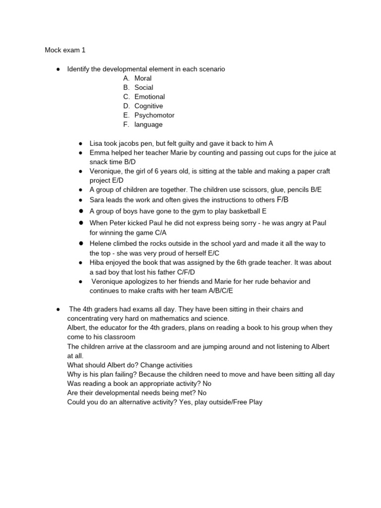 Mock Exam Notes C3 #1 Corrections | PDF | Behavior Modification ...