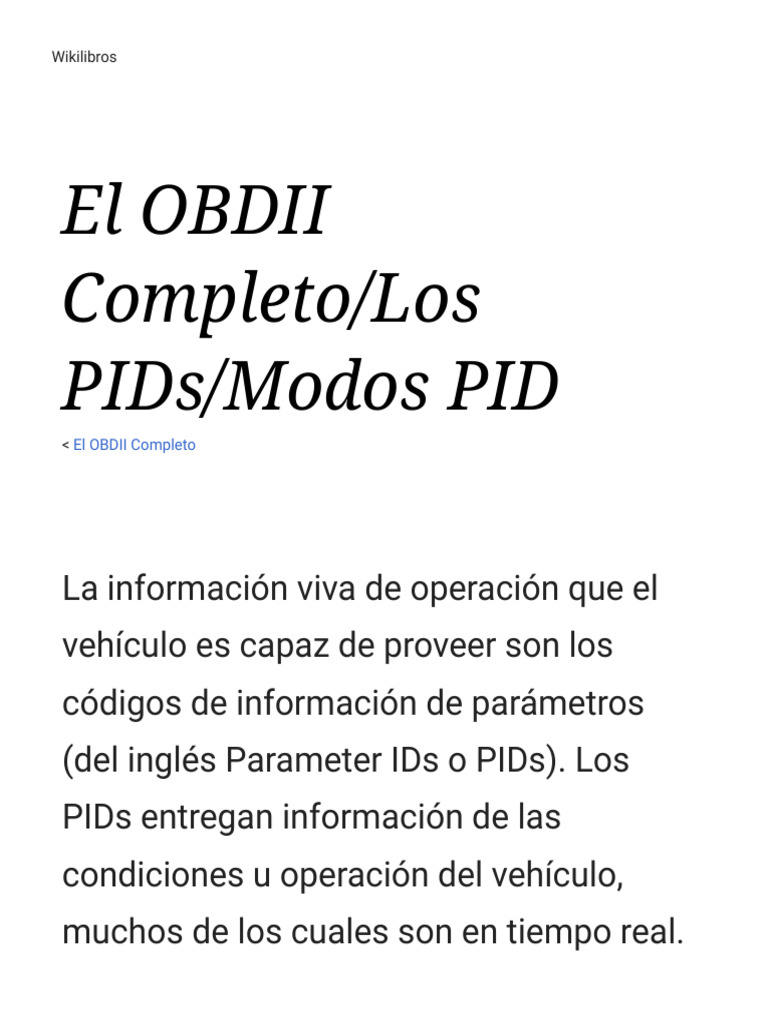 El OBDII Completo - Los PIDs - Modos PID | PDF