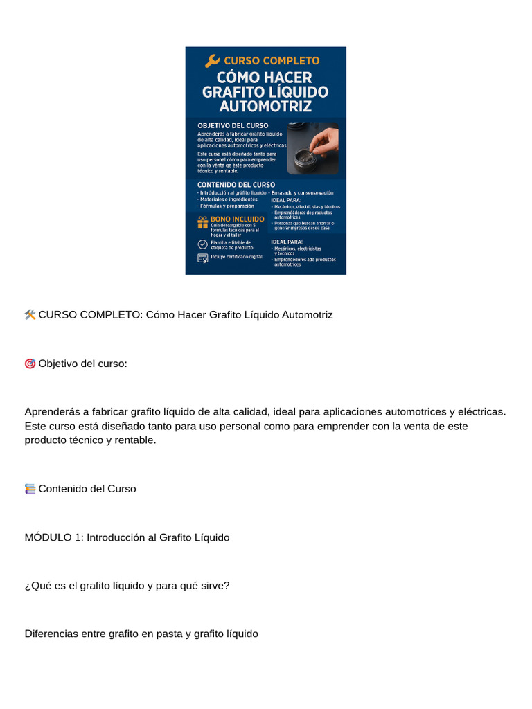 ? CURSO COMPLETO Cómo Hacer Grafito Líquido Automotriz - 20250713 ...