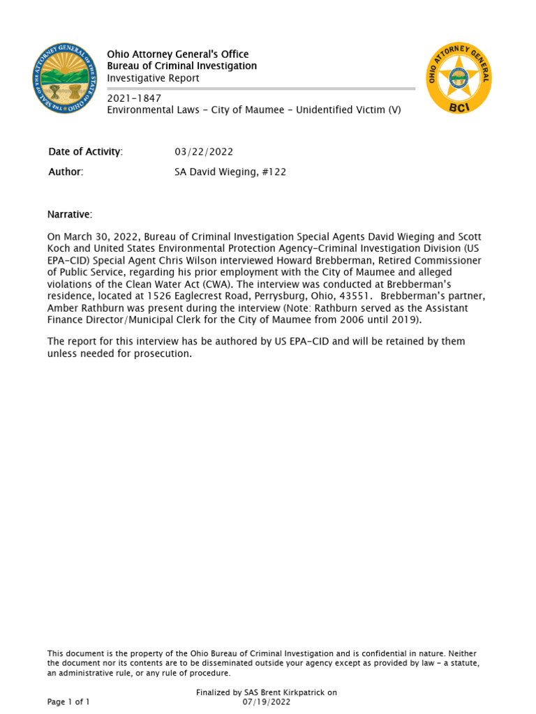 USEPA-CID Investigative Activity Report | PDF