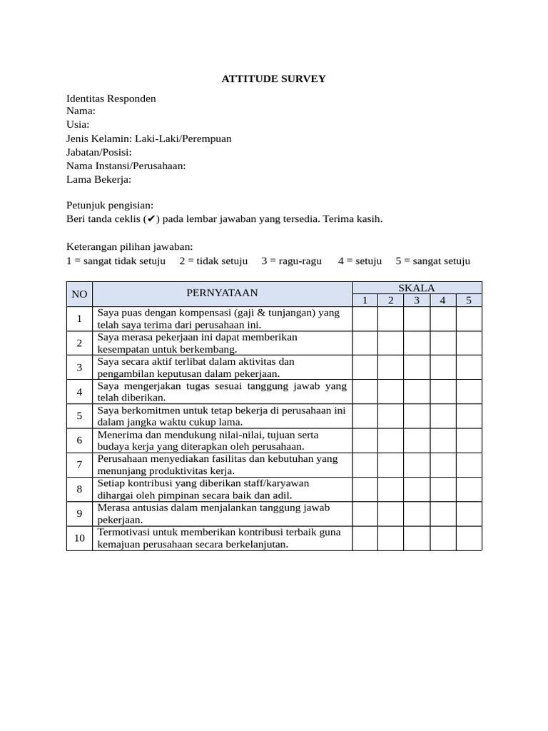 Attitude Survey | PDF