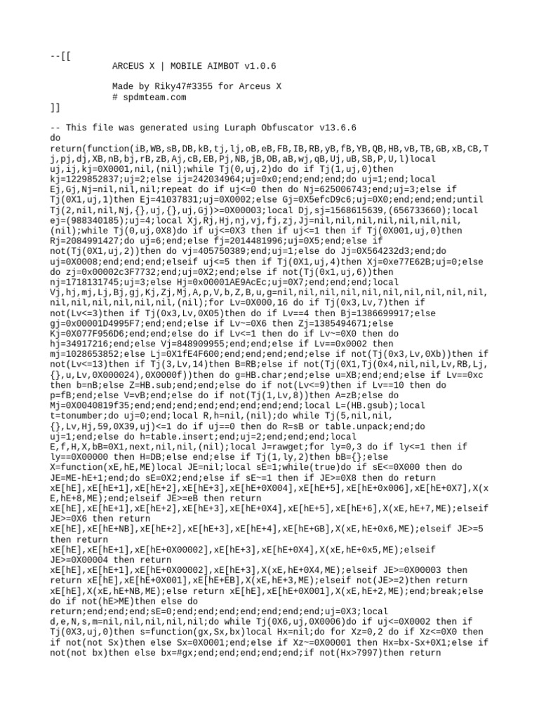 ArceusX Aimbot - Lua | PDF