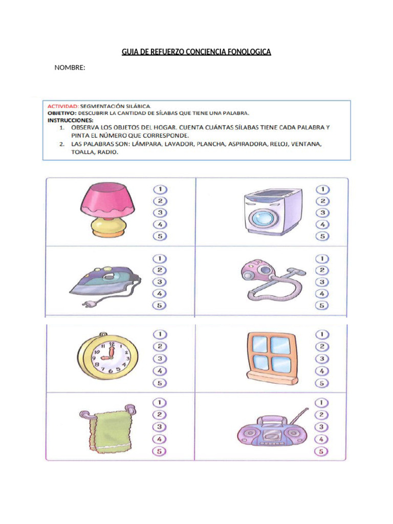Guía de Conciencia Fonológica Infantil | PDF