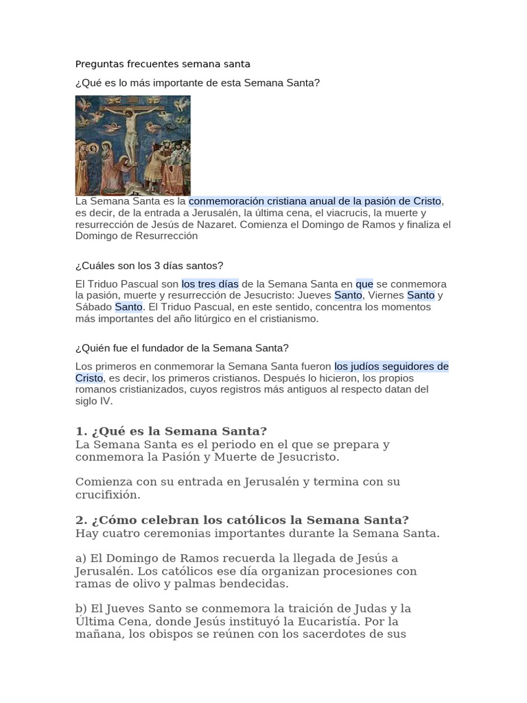 Preguntas Frecuentes sobre Semana Santa | PDF | Pascua de Resurrección ...