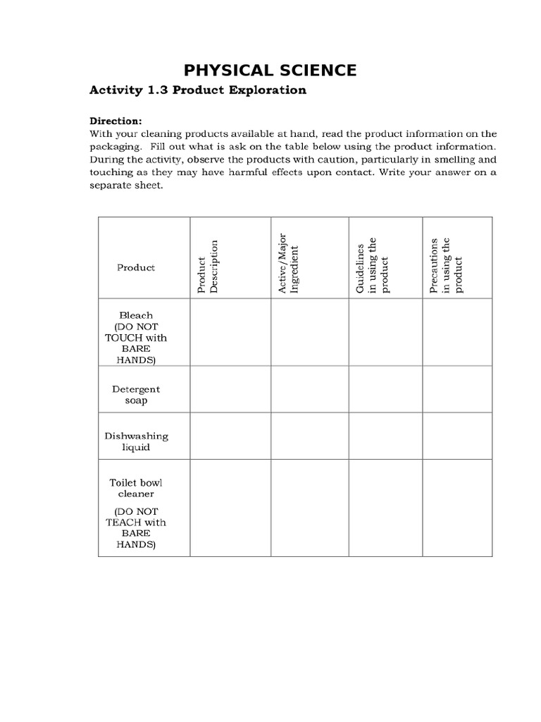 Physical Science Activity | PDF