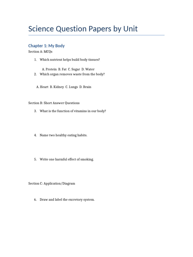 Science Question Papers by Unit | PDF | Light | Water