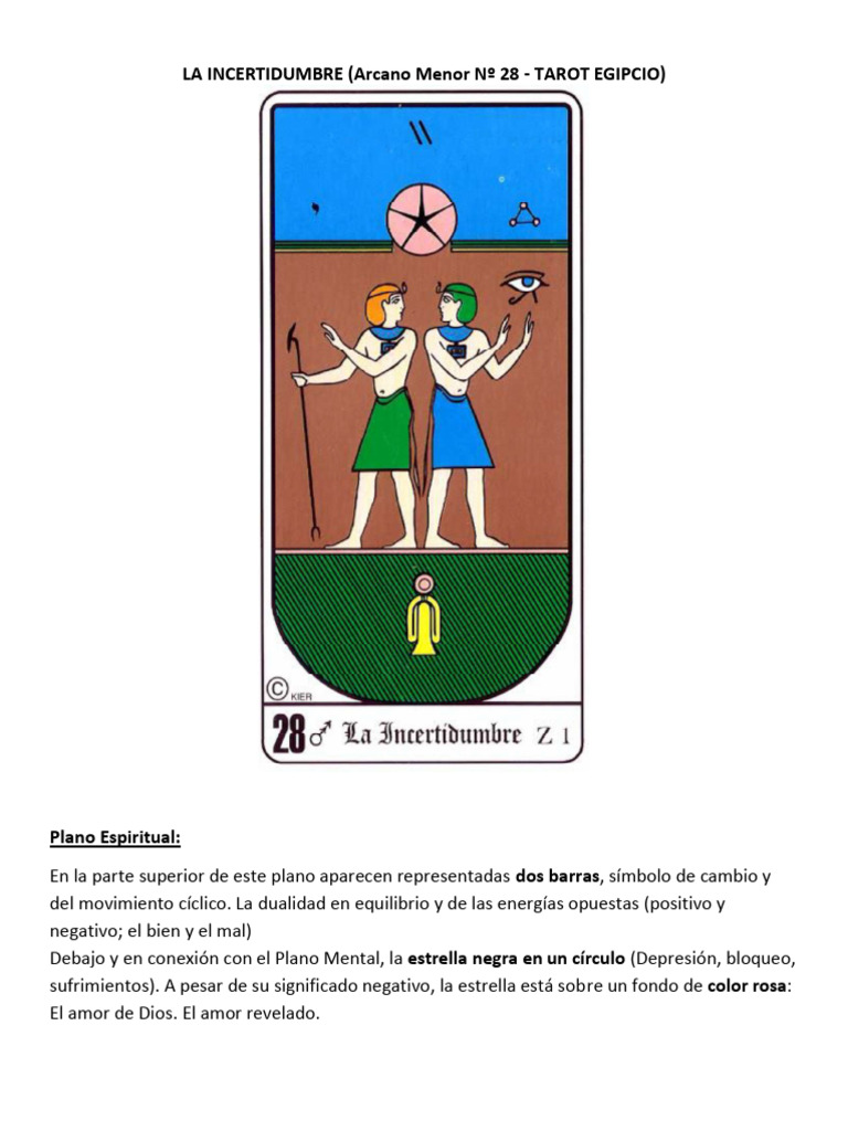 Arcano Menor 28 - La Incertidumbre - Tarot Egipcio - Con Inversion | PDF