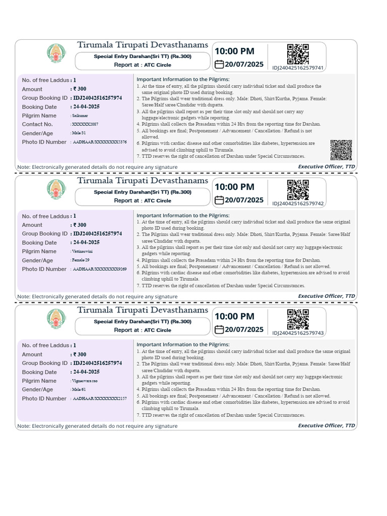 Tirumala Tirupati Devasthanams (Official Booking Portal) | PDF