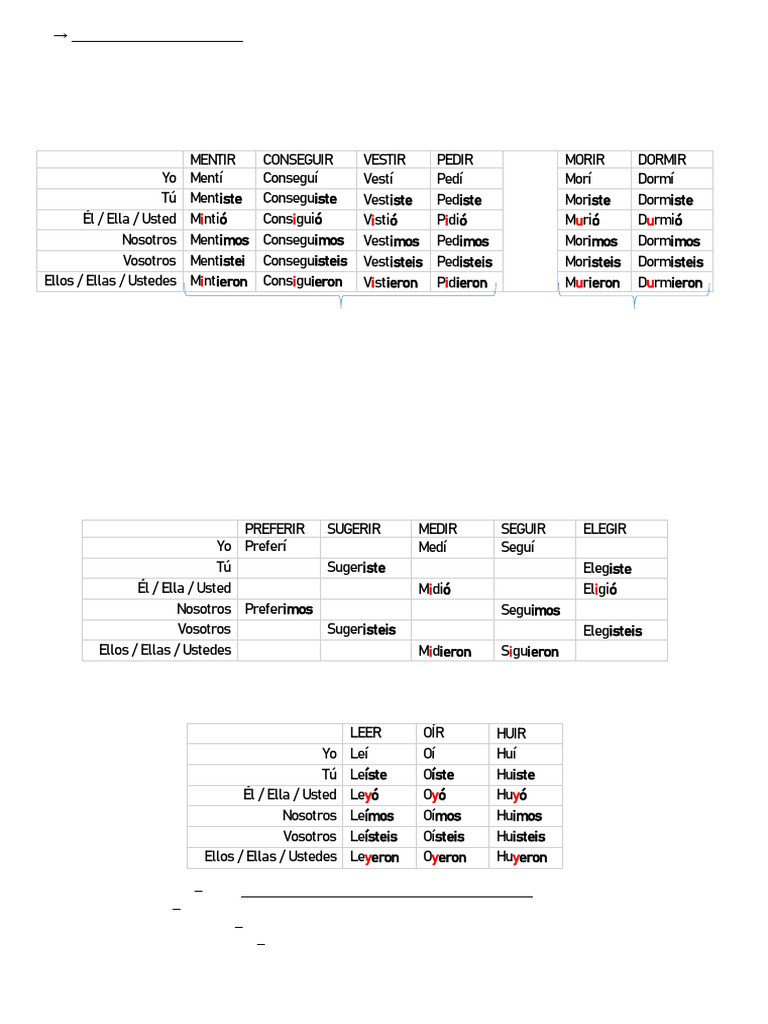 PDF - Pretérito Indefinido (Verbos Irregulares) | PDF | Verbo