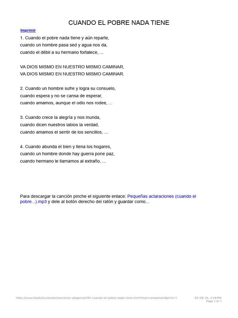 Cuando El Pobre Nada Tiene | PDF