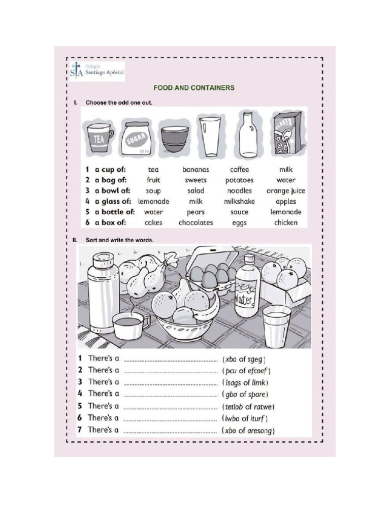 Food Activities and Vocabulary | PDF