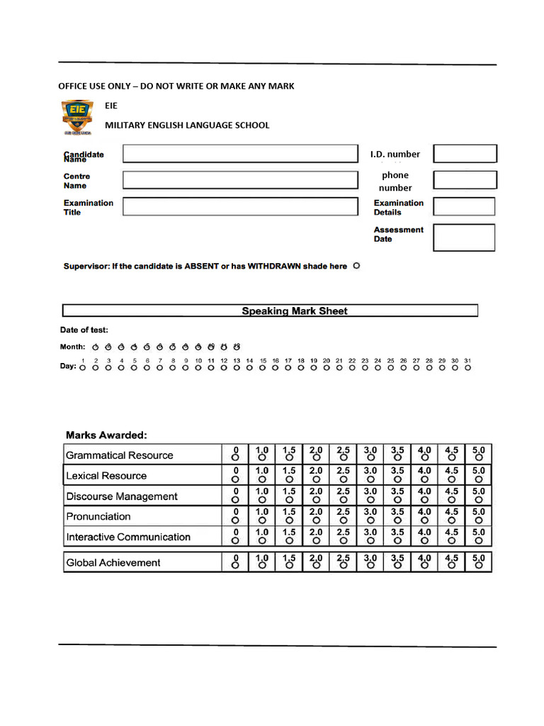 Speaking Answer Sheet | PDF