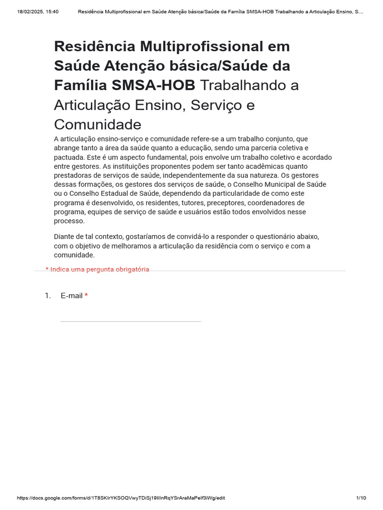 Formulário Sem Título - Formulários Google | PDF | Família | Vida