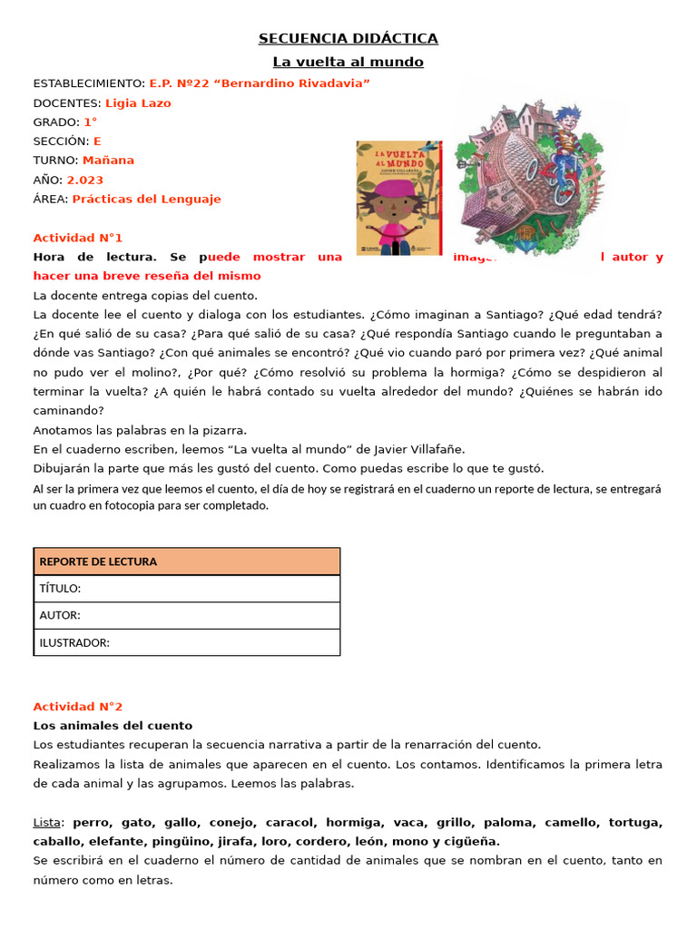 Actividades sobre "La vuelta al mundo" | PDF