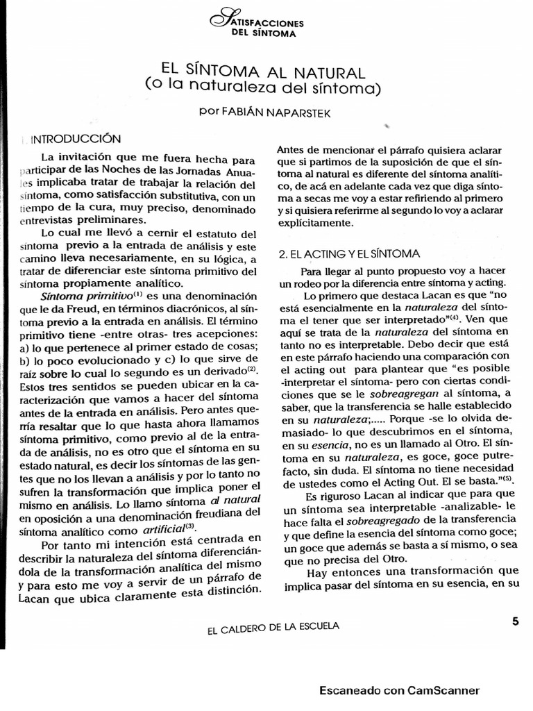 Naparstek, F. - El Síntoma Al Natural | PDF