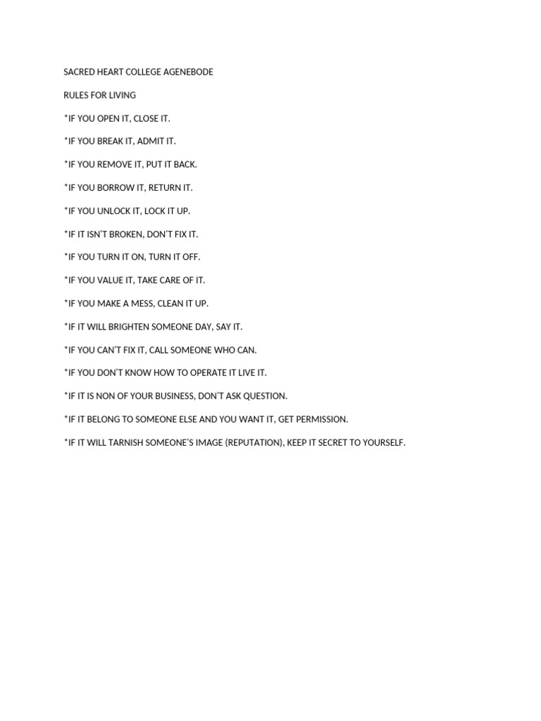 Rules for Living | PDF