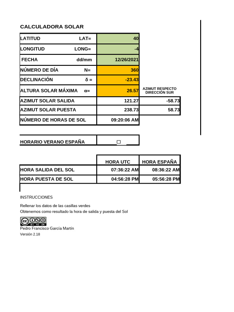 Calculadora Solar | PDF | Azimut | Medida Geométrica
