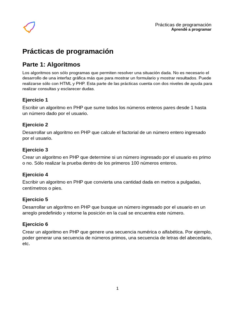 Prácticas de Programación en PHP | PDF | Php | Algoritmos