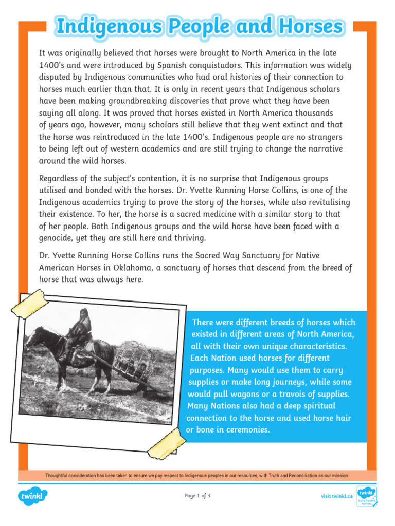 Indigenous Peoples' Historical Connection to Horses | PDF | Horses ...