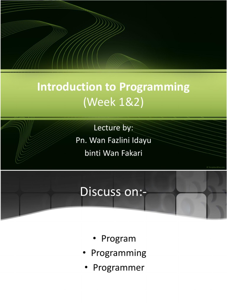Week1,2 Introduction To Programming | PDF | Programming Language ...