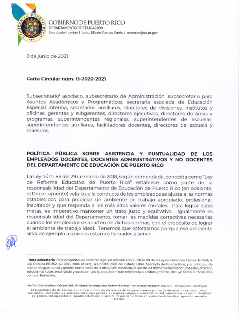 Carta Circular 15-2020-2021 | PDF