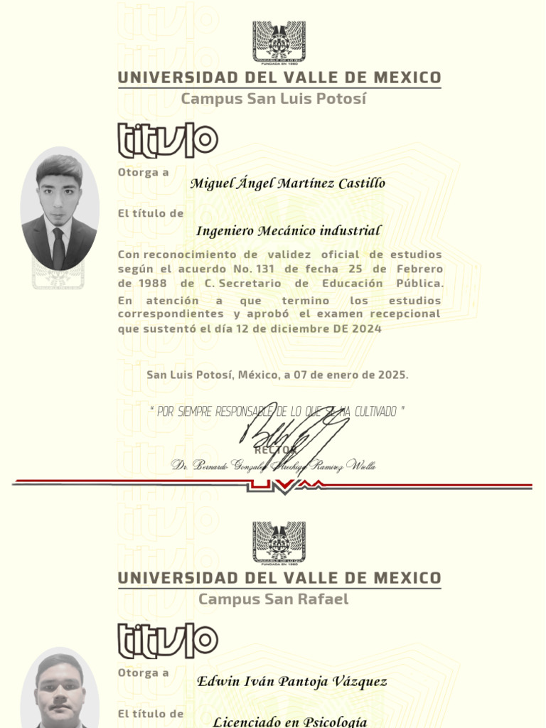 Títulos UACJ y Universidad del Valle | PDF | México | Ciudad de México