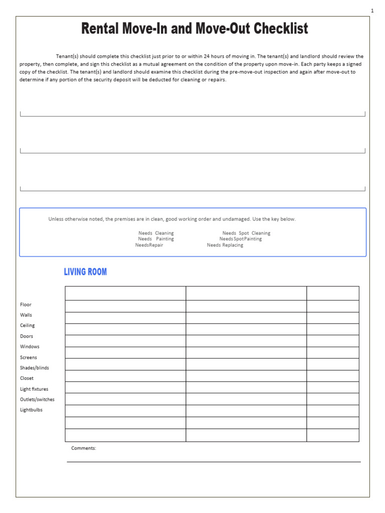 Movein-Moveout_Checklist Form (1) | PDF | Bathroom | Kitchen