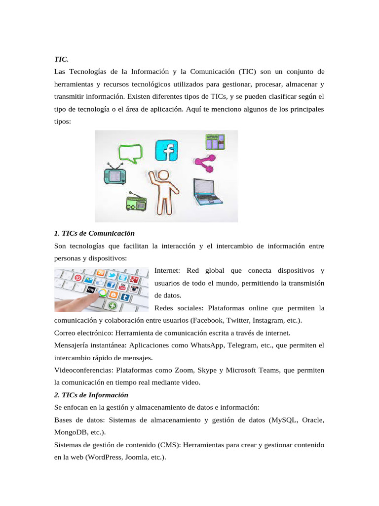 Las Tecnologías de La Información y La Comunicación (TIC) | PDF | Tecnología de información y ...