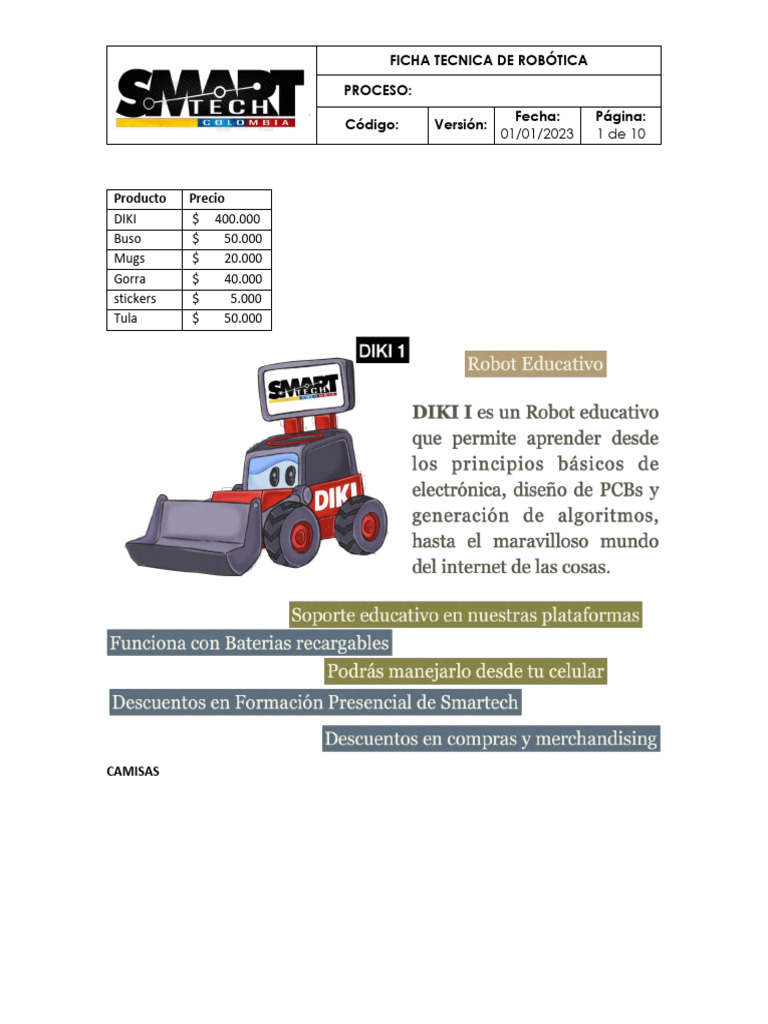 Productos Smartech V1 | PDF