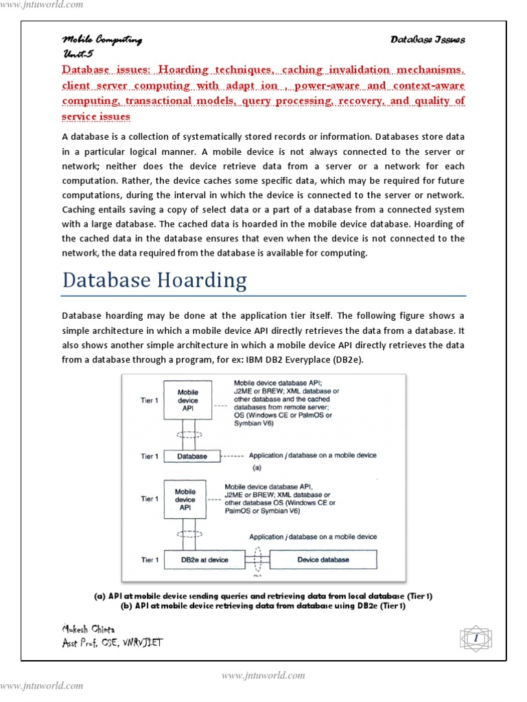 Database Hoarding and Caching Invalidation Mechanisms for Mobile Computing | PDF | Database ...