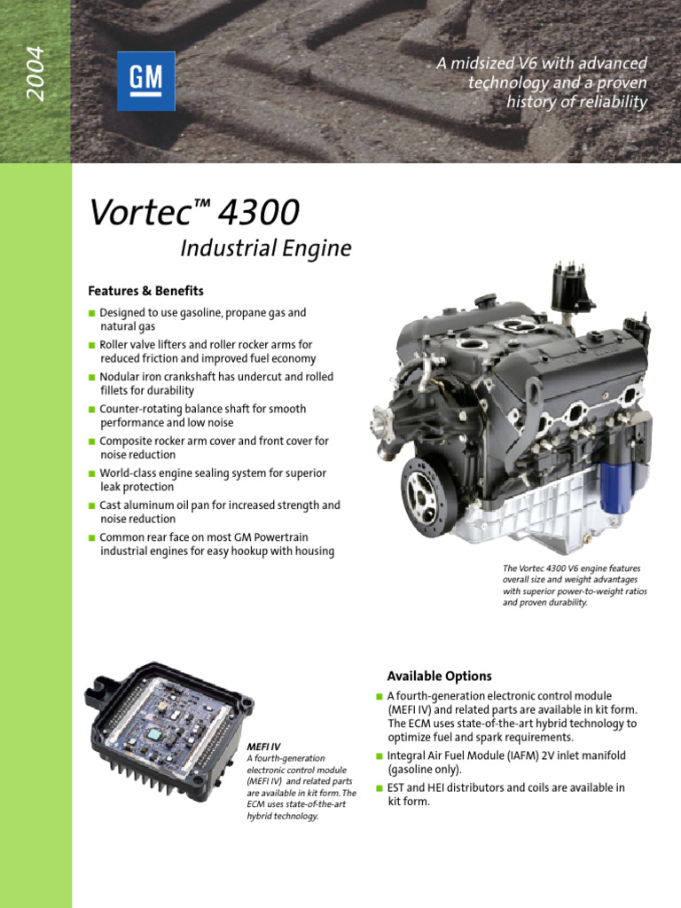 Vortec 4300 Engine Specifications | PDF | Engines | Mechanical Engineering