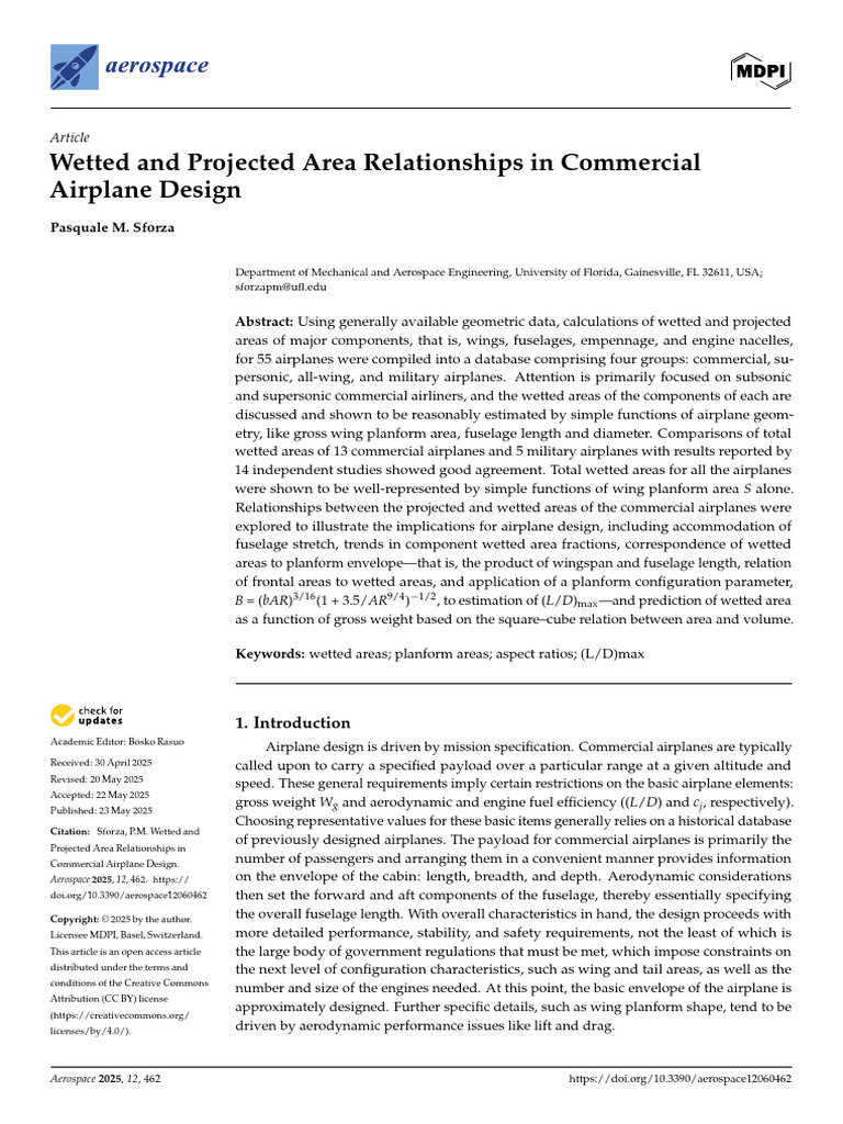 Wetted and Projected Area Relationships in Commercial Airplane Design ...
