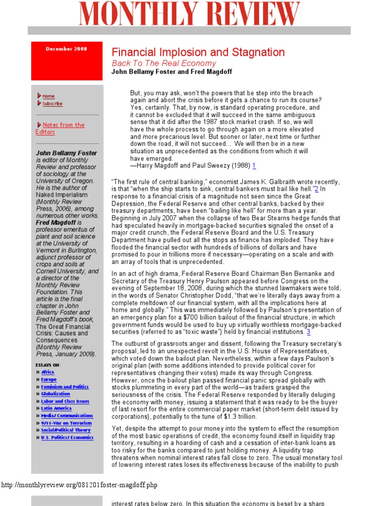 081201foster Magdoff | PDF | Economic Bubble | Federal Reserve