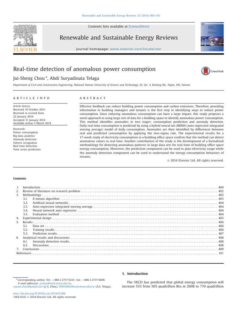 Real-Time Detection of Anomalous Power Consumption | PDF | Autoregressive Integrated Moving ...