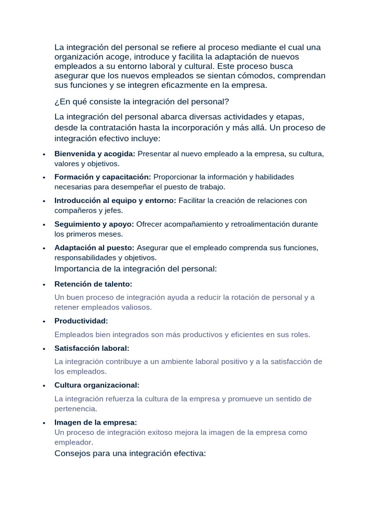 La Integración Del Personal Se Refiere Al | PDF | Toma de decisiones ...