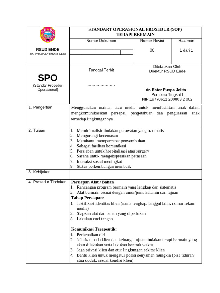 SOP Terapi Bermain | PDF