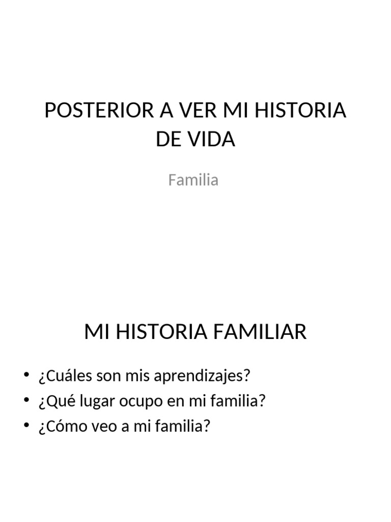 Posterior A Ver Mi Historia de Vida | PDF