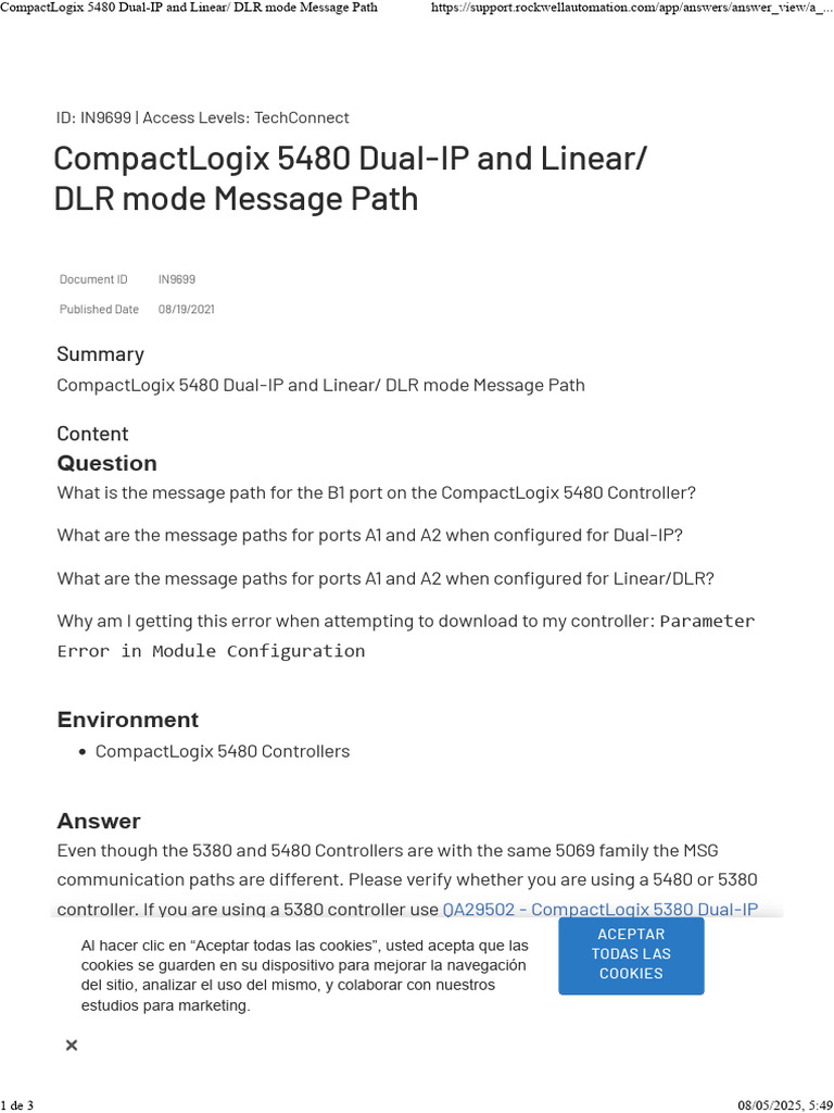 CompactLogix 5480 Dual-IP and Linear_ DLR Mode Message Path | PDF ...