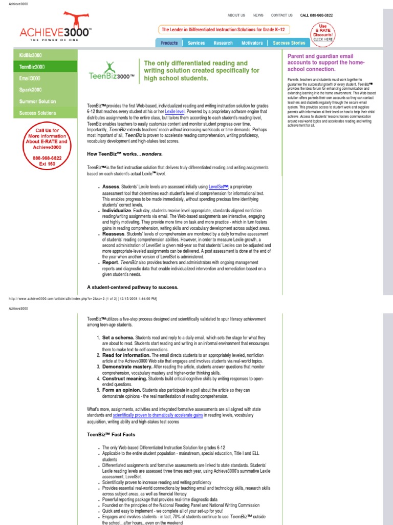 Achieve 3000 Overview | PDF | Reading Comprehension | Educational ...