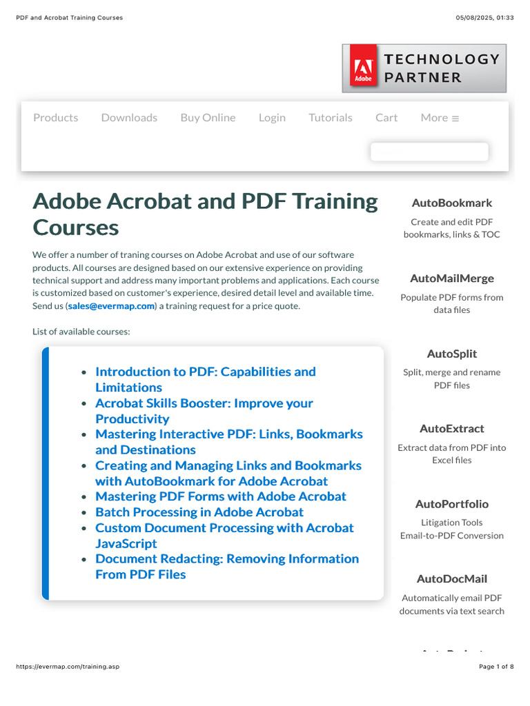 Acrobat and PDF Training Courses | PDF | Information Technology ...