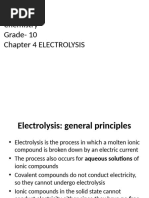 Electrolysis - Chemistry IGCSE Notes | PDF | Ion | Anode