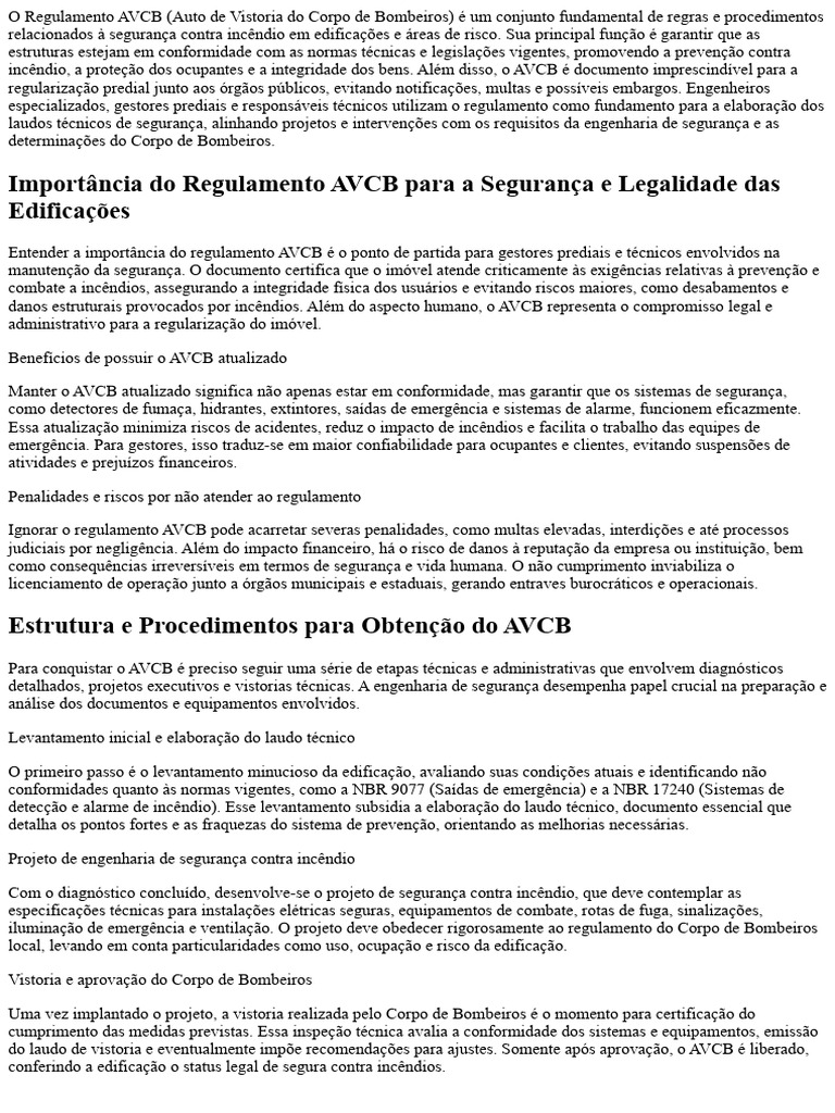 Importância do AVCB na Segurança Predial | PDF | Engenharia | Planejamento