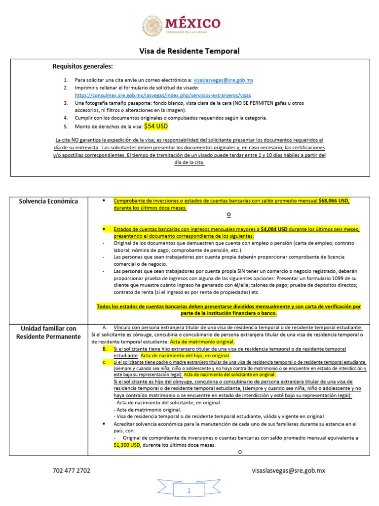 Visa de Residente Temporal 2025 | PDF | Visa de viaje | México