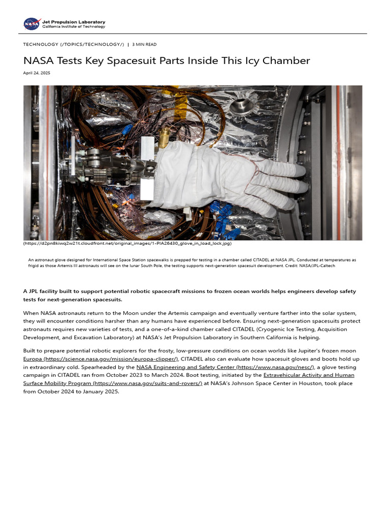 NASA Tests Key Spacesuit Parts Inside This Icy Chamber - NASA Jet ...
