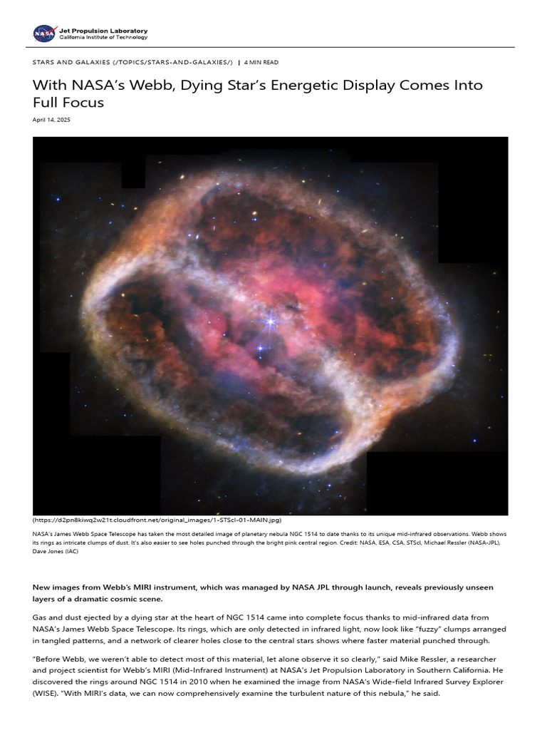 With NASA's Webb, Dying Star's Energetic Display Comes Into Full Focus ...