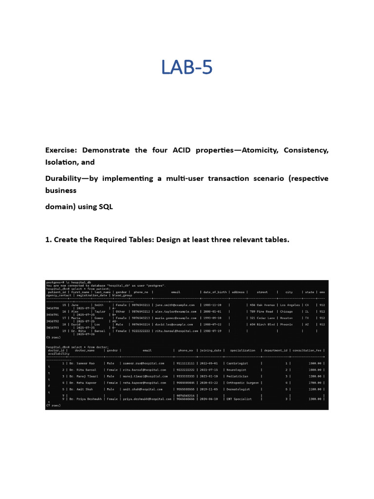 ACID Properties Lab SQL | PDF | Database Transaction | Acid