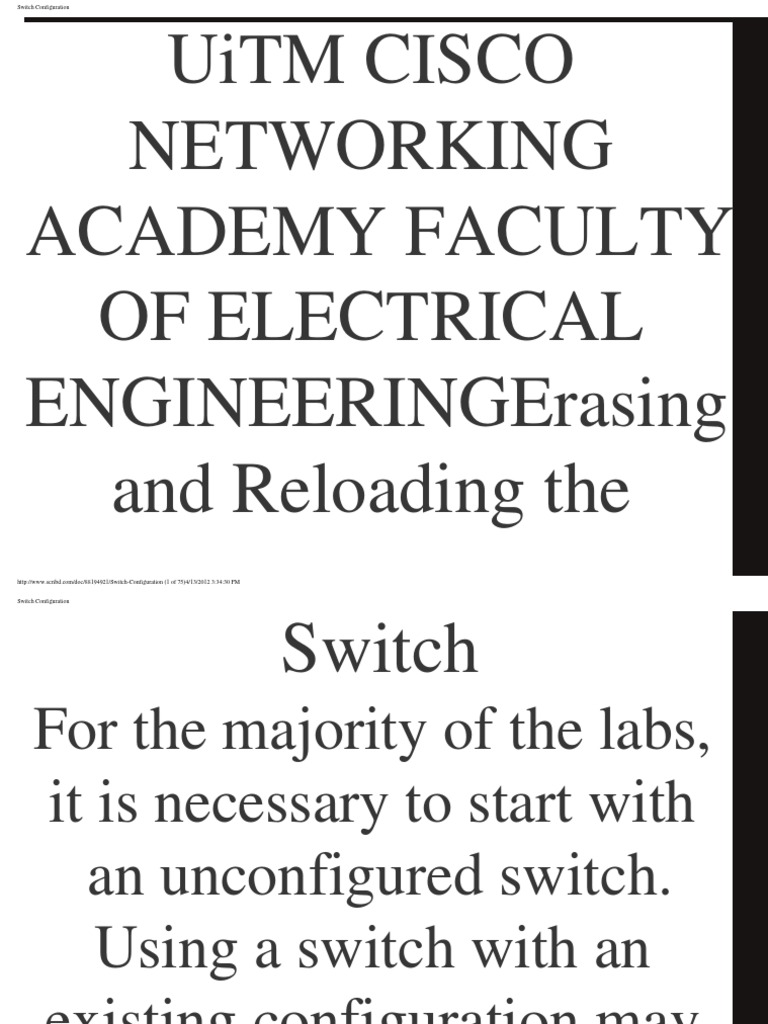 Switch Configuration Pdf Router Computing Internet Architecture