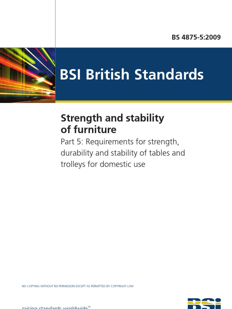 BS 4875-5 2009 Strength and Stability of Furniture | PDF | Fatigue ...
